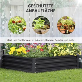 Vyvýšený záhon Outsunny, květinový box, zeleninový záhon, box na rostliny, bylinkový záhon do zahrady, na terasu, balkon, ocel, šedý, 120 x 30 cm