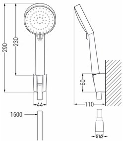Mexen příslušenství - 1-bodový ruční sprchový set R-75, chrom/bílá, 785755052-02