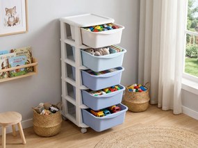 Regál na kolečkách se zásuvkami TONES 97x36x36 cm, modrý