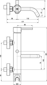 Slezák - RAV Vanová baterie SEINA - SE955.5MGK, Metal grey kartáčovaná
