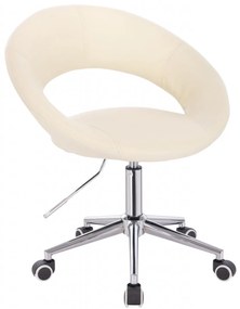 LuxuryForm Židle NAPOLI na stříbrné podstavě s kolečky - krémová