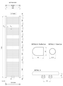 Aqualine Aqualine, ALYA topné těleso rovné 600x1785mm, středové připojení, chrom, LLS306