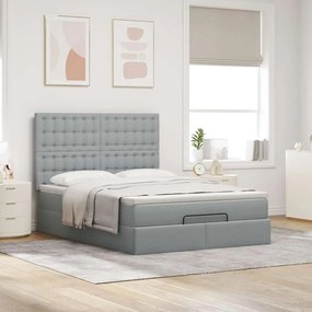 Osmanský rám postele s matrací světle šedá 140x200cm textil 3313327