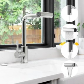 Invena Nelia, vysoká dřezová baterie, 4-funkční výtok, chromová, INV-BZ-34-001-A