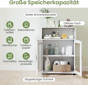 Costway Koupelnová skříňka volně stojící podlahová s 2 dvířky a 3 nastavitelnou