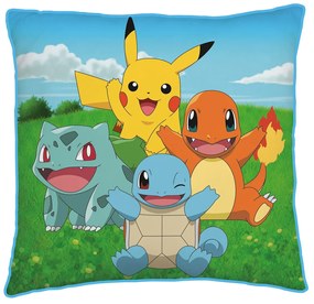 DĚTSKÝ DEKORAČNÍ POLŠTÁŘ POKEMON PIKACHU 40X40 CM VZOROVANÁ