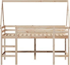 Patrová postel s žebříkem a střechou 80 x 200 cm borovice 3282112