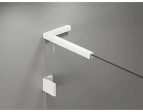 Mexen Lunar, L pětiúhelníkový sprchový kout naklápěcí doleva 80 x 80 cm, 8mm čiré sklo, bílý profil, 831L-080L-080P-20-00-L