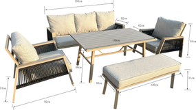 Sada zahradního nábytku pro 5 osob Houseland Atessa hnědá/šedá