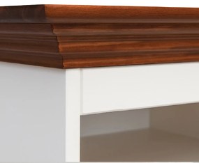 Massive home | Belluno Elegante malý bílý televizní stolek z masivu s ořechovou deskou