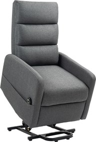 HOMCOM Elektrické relaxační křeslo s funkcí asistence při vstávání, dálkové ovládání, měkká pěna, boční kapsa, potah ve vzhledu lnu, šedá 713-192V90CG