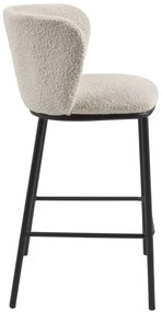 Bílá bouclé barová židle Kave Home Ciselia 65 cm