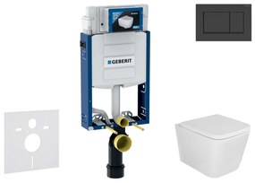 Geberit Kombifix - Set předstěnové instalace, klozetu Arkas a sedátka softclose, tlačítko Sigma20, matná černá/černá SANI15CA5102