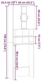 vidaXL Marketos Skříňka nad pračku betonově šedá 64 x 25,5 x 190 cm