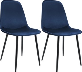 Sada 2 jídelních židlí Maryam samet – tmavě modrá