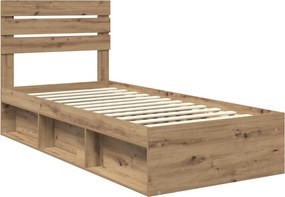 Rám postele Umělecký dub 90 x 190 cm Masivní borové dřevo 3411470