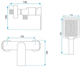 Rea Hass, sprchová baterie s ruční sprchovou soupravou, černá matná, REA-B6402