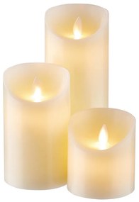 GLOWING FLAME LED Svíčka na baterie set 3 ks - krémová