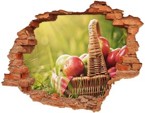 Wallmuralia Nálepka 3D díra na zeď Jablka v košíku 90x70 cm