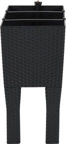 Vyvýšený záhon antracitový 60 x 25 x 46 cm PP ratan 152208