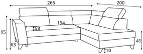 Casarredo - Komfort nábytek Rohová sedací souprava PRADIS rozkládací s úložným prostorem, levá, látky A1 | potah: rosario 53,barva: N12 bílá