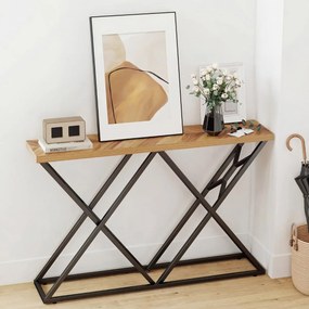 Costway 140 cm Konzolový stůl Farmhouse Entry Table s geometrickou kovovou
