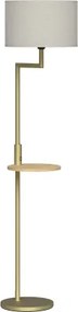 HOMCOM moderní stojací lampa s policí, lněné stínidlo, řetízkové spouštění a USB připojení Ø40x170 cm pro obývací pokoj, zlatá
