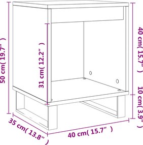 vidaXL Noční stolek 40x35x50 cm kompozitní dřevo [830740] Barva: šedá sonoma