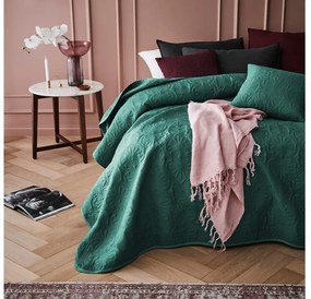 Moderní jednobarevný přehoz na postel zelené barvy 170 x 210 cm