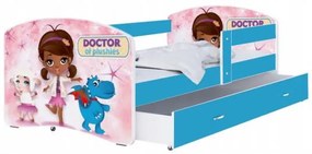 Dětská postel LUKI se šuplíkem MODRÁ 160x80 cm vzor MALÁ DOKTORKA