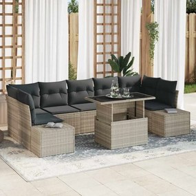 Set pohovek 8 ks Světle šedá polyratan 3349138