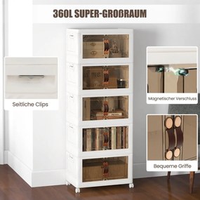 Costway Skládací úložný box s víkem 316 Úložné boxy L 5 sada plastová krabice