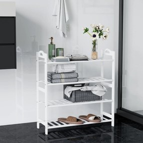HOMCOM 4-úrovňový bambusový botník na 12 párů bot pro předsíň, chodbu, ložnici 67,5x24,7x72 cm Bílý