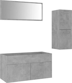 vidaXL Set koupelnového nábytku dřevotříska [3071022] Barva: Betonová šedá