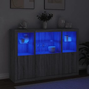 Příborníky s LED osvětlením 3 ks šedé sonoma kompozitní dřevo 3209112