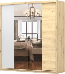 IDZ Šatní skříň MARSYLIA 2D 21, 203 cm Bílá/Dub Artisan