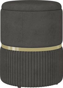 HOMCOM Pouf, otoman a úložný prostor, sametové manšestr, moderní design, 36 x 44 cm, do obývacího pokoje, ložnice, šedý