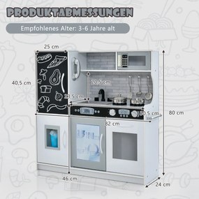 Costway Hrací kuchyňka na hraní kuchyňka hrací sada pro batolata s deskou, bílý