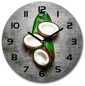 Wallmuralia Skleněné hodiny kulaté Půlky kokosů fi 30 cm