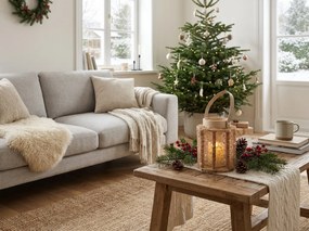 Lucerna s flitry NATUR GLAM 26 cm, přírodní