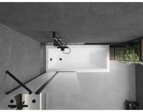Mexen Flip, 1-křídlová vanová zástěna 80 x 150 cm, 6 mm námraza sklo, černý profil, 894-080-101-70-30