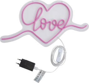 Neonové nástěnné světlo růžové vč. LED - Love