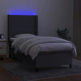 Box spring postel s matrací a LED tmavě šedá 80 x 200 cm textil 3138430