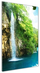Wallmuralia Vertikální Foto obraz skleněný svislý Vodopád v lese 50x100