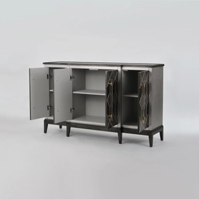 Komoda Stilig ST504 152 cm z masivu šedá/zlatá
