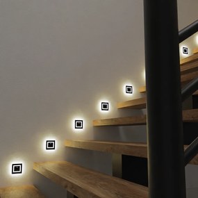 Schodišťové LED svítidlo Evra, 1x LED 0,6w, 3000k, b, pohybový senzor