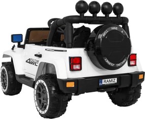 Ramiz Dětské terénní auto Full Time 4WD bílé na dálkové ovládání + pohon 4x4 + LED audio + úložný prostor
