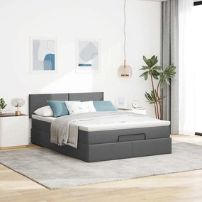 Osmanský postel s matrací tmavě šedá 140x200 cm textil 3311381