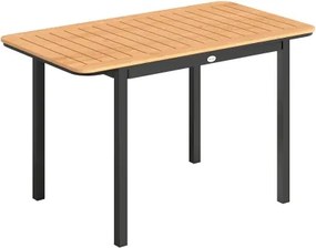 Outsunny zahradní stůl pro 6 osob, 127 x 70 cm, zahradní stůl s deskou z dřevoplastových lamel, kovový rám