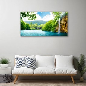 Obraz na plátně Vodopád Jezero Příroda 125x50 cm